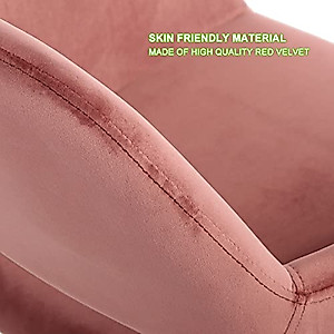 Geniqua Rose Pink Velvet Office Chair Swivel Task Chair Adjustable Mid Height Casters Rolling Computer Chair Modern for Home Office