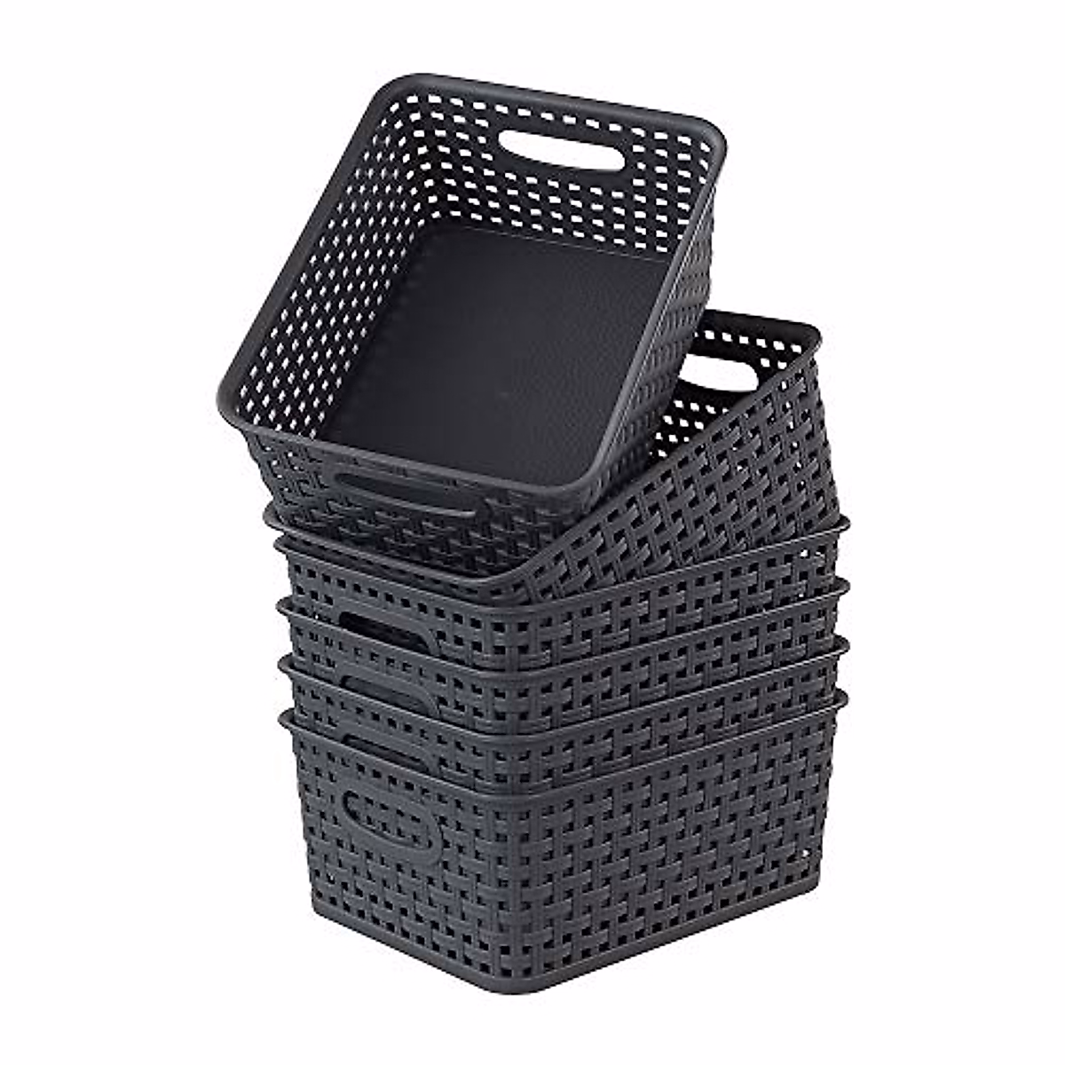 Xowine 6-Pack Plastic Storage Basket, 10" x 7.5" x 4.05", Gray