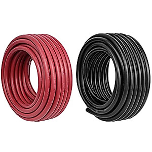 Kimbluth 10 AWG Solar Wire 30FT Red & 30FT Black Tinned Copper Wire, 10 Gauge Solar Panel Cable OFC Oxygen Free Copper Wire for Solar Panel Automotive Trailer Marine Outdoors (Red&Black)