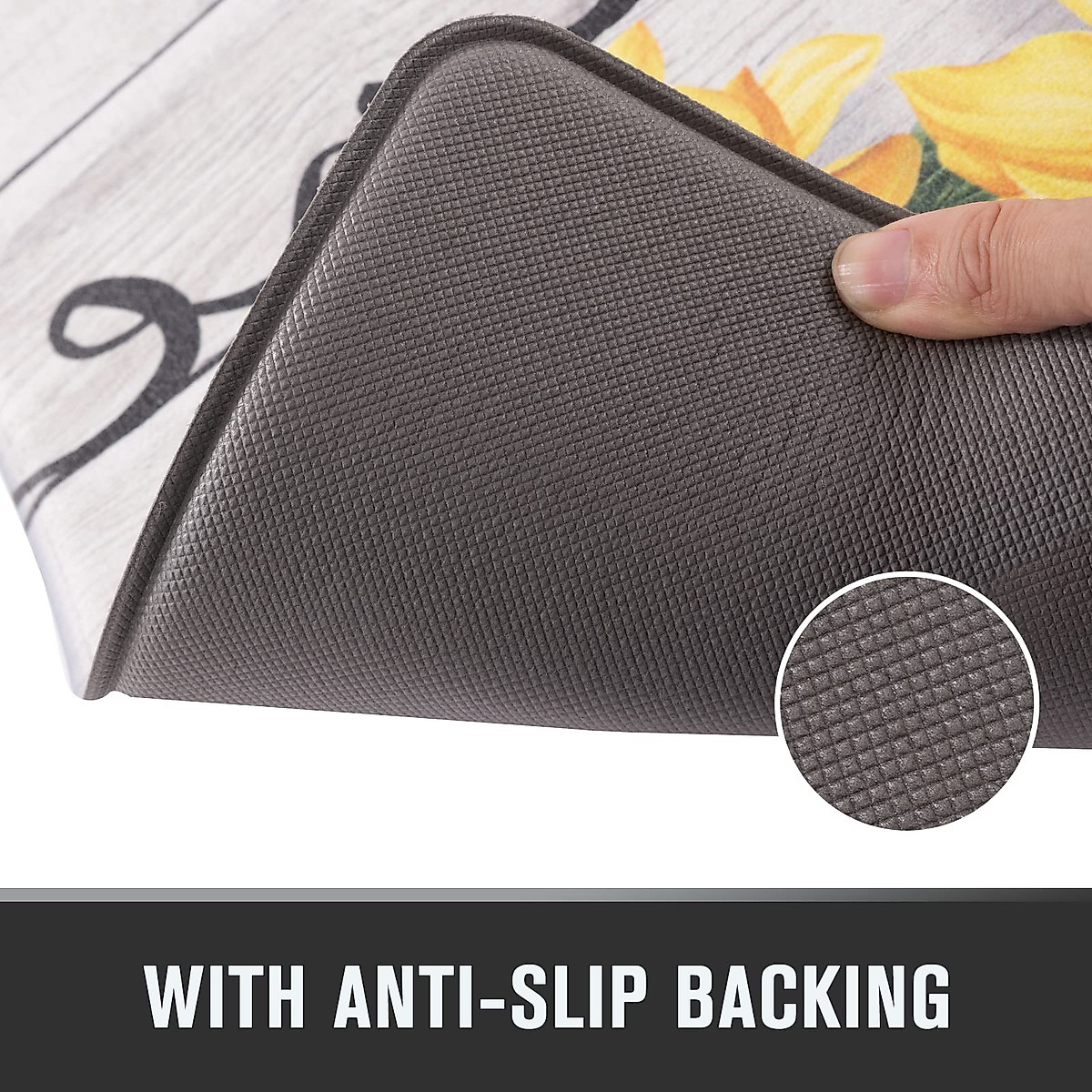 Carvapet Kitchen Floor Mats 2Pcs, Anti Fatigue Kitchen Rugs and Mats Farmhouse Sunflowers Non-Skid Cushioned Floor Comfort Mat for Kitchen, Doorway, Sink, Laundry, 17"x27"+17"x47"