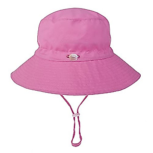 Baby Sun Hat Toddler UPF 50+ Summer Sun Protection Wide Brim Bucket Hat Baby Girl Beach Hat Boy Kids Adjustable Cap(Pink, XS)