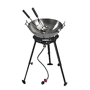 Eastman Outdoors 37212 Outdoor Gourmet 22 Inch Carbon Steel Wok Kit,Black & Steel