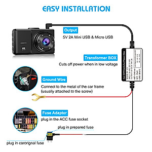 SPADE Dash Cam Hardwire Kit, Hard Wire Kit for Dashcam DC200 and 3 Channel DC300P
