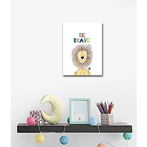 YHAOU Baby Nursery Wall Art Cute Cartoon Animal Pictures Canvas Prints Inspirational Quote for Kids Room Bedroom Decor Adorable Pictures Ready to Hang, 12 x 16 Inch