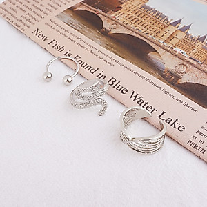 HUASAI Knuckle Snake Rings Set Halloween Crystal Snake Rings for Women Girls Snake Stacking Ring Boho Stacking Rings for Teen Girs (Black Crystal Rings)