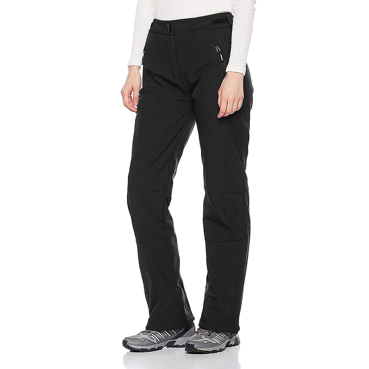 Outdoor Ventures Women's Sleek Waterproof Softshell Fleece Lined Ski Snow Insulated High Rise Hiking Pants with Bottom Zipper