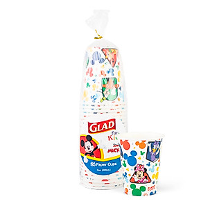 Glad for Kids Disney Mickey and Friends 9oz Snack Cups | Mickey Mouse Kids Cups for Everyday Use, 24 Ct