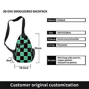 HANDAFA Unisex Nezuko Print Single Shoulder Bag Anime Cosplay Sling Backpack Casual Daypack(Tanjirou)