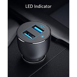 Anker Car Charger, 36W Metal Dual USB Car Phone Charger Adapter, PowerDrive III 2-Port 36W Alloy for iPhone 14 13 12 11 Pro Max mini X XR XS, iPad Pro mini, Galaxy S20/ S20+/ S10/ S10e/ S10+ and More