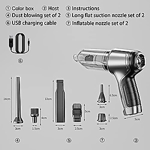 Tuoetp Wireless Handheld Car Vacuum Cleaner, 9000PA Strong Suction Handheld Vacuum Cordless Rechargeable, Wireless Vacuum Cleaner Cordless Mini Portable Vacuum for Car, Home, Office (Black)