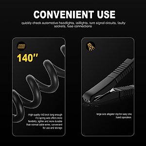 WINAMOO Upgraded 3-72V Digital Automotive LED Circuit Tester, DC Voltage Test Light with Voltmeter & Portable Spring Wire, Vehicle Circuits Low Voltage Light Tester Pen with Sharp Stainless Probe