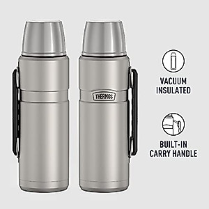 THERMOS Stainless King Vacuum-Insulated Beverage Bottle, 40 Ounce, Matte Steel