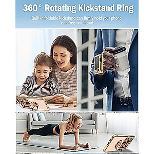 Jasmeas for Galaxy Z Flip 5 Case for Women Girl, Luxury Soft Back Cover with Ring Holder Plating Rose Gold Edge 360° Kickstand Slim Flexible Phone Case for Samsung Galaxy Z Flip5 (2023), Pink