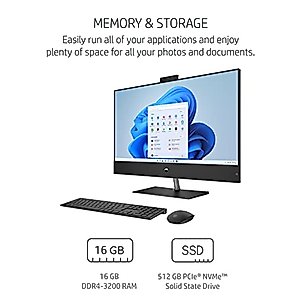 HP Pavilion 31.5 inch All-in-One Desktop PC, Intel Core i5-12400T Processor, Intel UHD Graphics, 16 GB RAM Memory, Windows 11 Home Operating System (32-b0010, Sparkling Black)