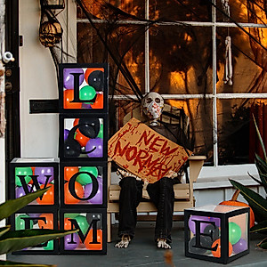 Geyee 8 Pieces Balloon Box Decoration, Transparent Block with 78 Letters/ 3-Sets of A-Z for Halloween Decor Bride Shower, Baby Shower, Christmas Halloween Supplies, Birthday Boxes(Black)