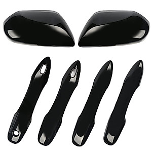 sportuli Black Side Door Mirror Caps + Door Handle Covers Replace for 2018 2019 2020 2021 2022 2023 2024 Toyota Camry Accessories, with Smart Key Holes (Black)
