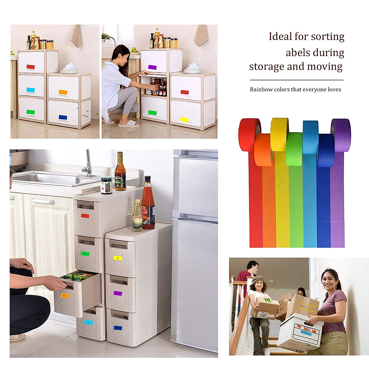 SIMON&ISAAC Colored Masking Tape Colored Painters Tape 1 inch Width Adhesive Tape Textured Paper 7 Rolls 14 Yards×1 inch Teacher Tape Lab Labeling Drafting Craft Colored Tape