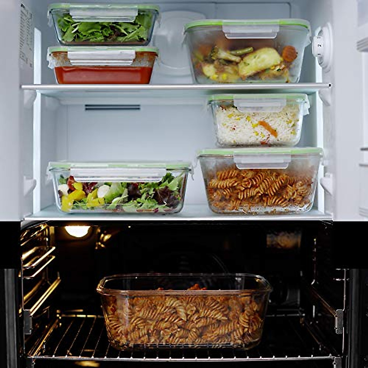 120 Oz 15 Cup Large Glass Food Storage Containers with Lids Airtight Set 3.5 L Family Size Extra Large Bakeware Marinating Lock Baking Dish Container Glass Bowls Meal Storing Serving Food Rectangle