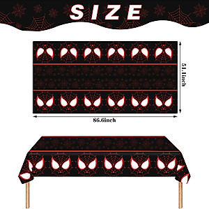 QICI 3PCS Black Spider Birthday Party Tablecloth 51.2 x 86.6 inch, Plastic Tablecloth Spider Party Table Cover for Kids Birthday Party Supplies Decorations
