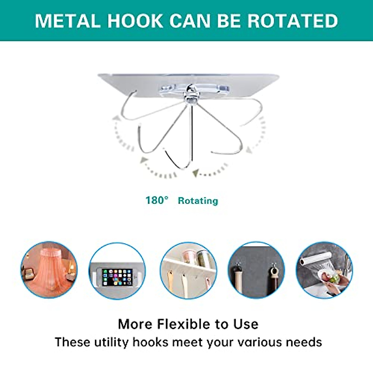 Gartmost These Sticky Wall Hooks are Transparent and Thick, Could Hang 44lbs/20kg Max. They are Waterproof, Oilproof and Seamless, Suitable for Kitchens, Restrooms, Bathrooms and More