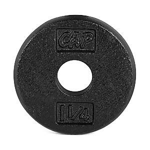 CAP Barbell Cast Iron Standard 1-Inch Weight Plates, Black, 1.25 Pounds