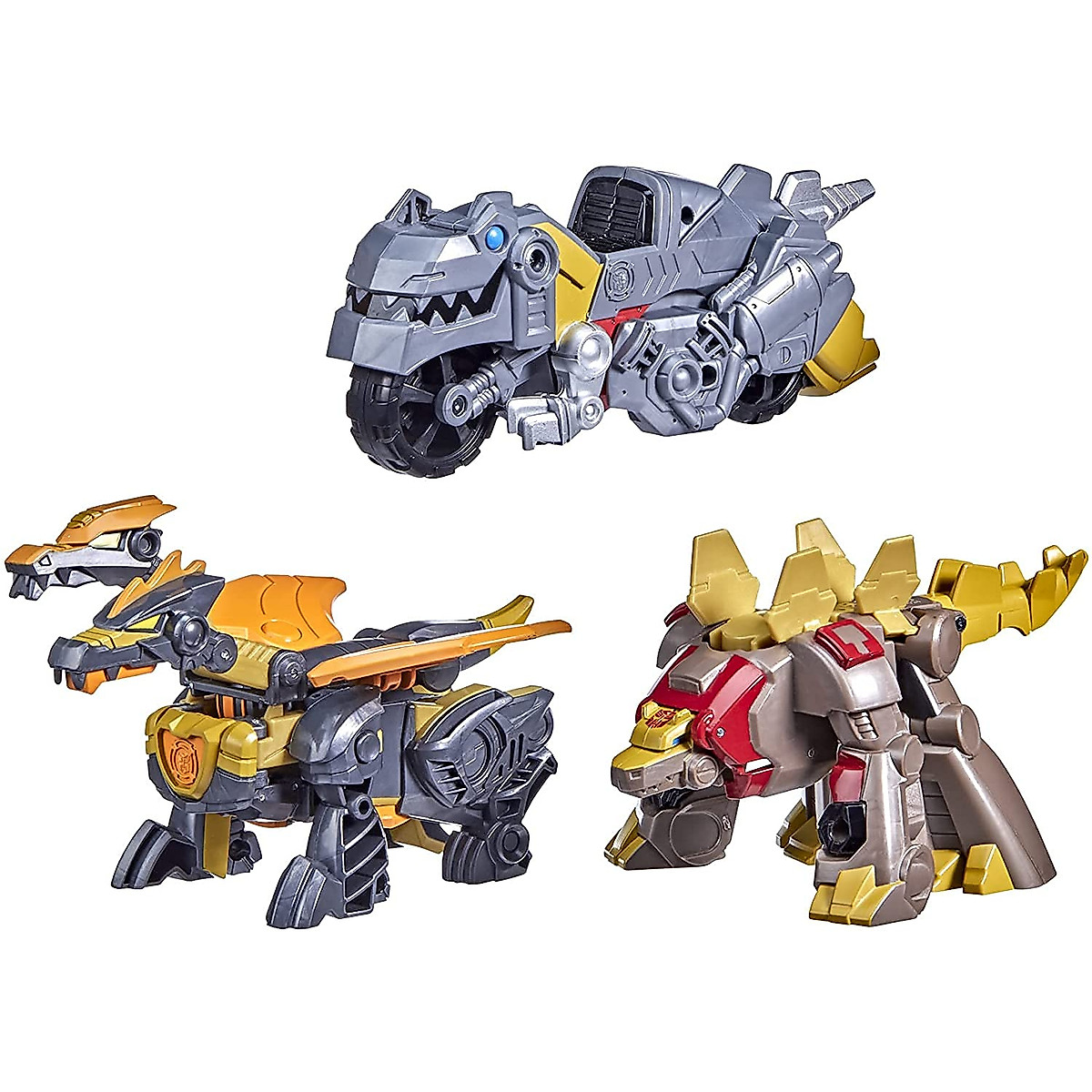 Transformers Dinobot Adventures Dino Squad Grimlock, Dinobot Snarl, and Predaking 3-Pack Converting Action Figures Bundle with 2 My Outlet Mall Stickers
