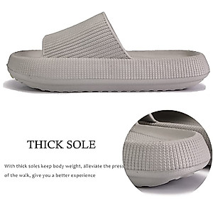 rosyclo Cloud Slippers for Women and Men Massage Thick Sole Non-Slip Shower Slippers Bathroom Super Soft Comfy House Cloud Slide Slippers for Indoor and Outdoor(Grey 38-39)