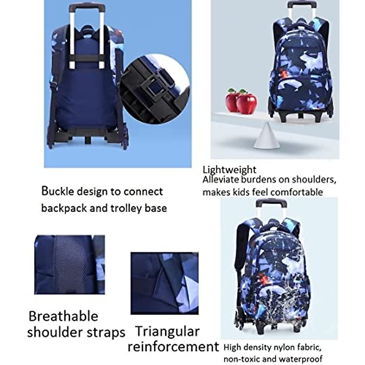 ETAISHOW Galaxy Rolling Backpack for Boys Girls Backpack with Wheels for Elementary School Kids Wheeled Bookbag