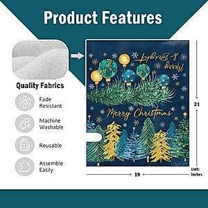 FBCOO Merry Christmas Tree Mailbox Cover Magnetic Standard Size 21"x19", Xmas Glitter Navy Blue Decorative Post Letter Box Decor, Snowflake Winter Holiday Garden Yard Outdoor Decoration