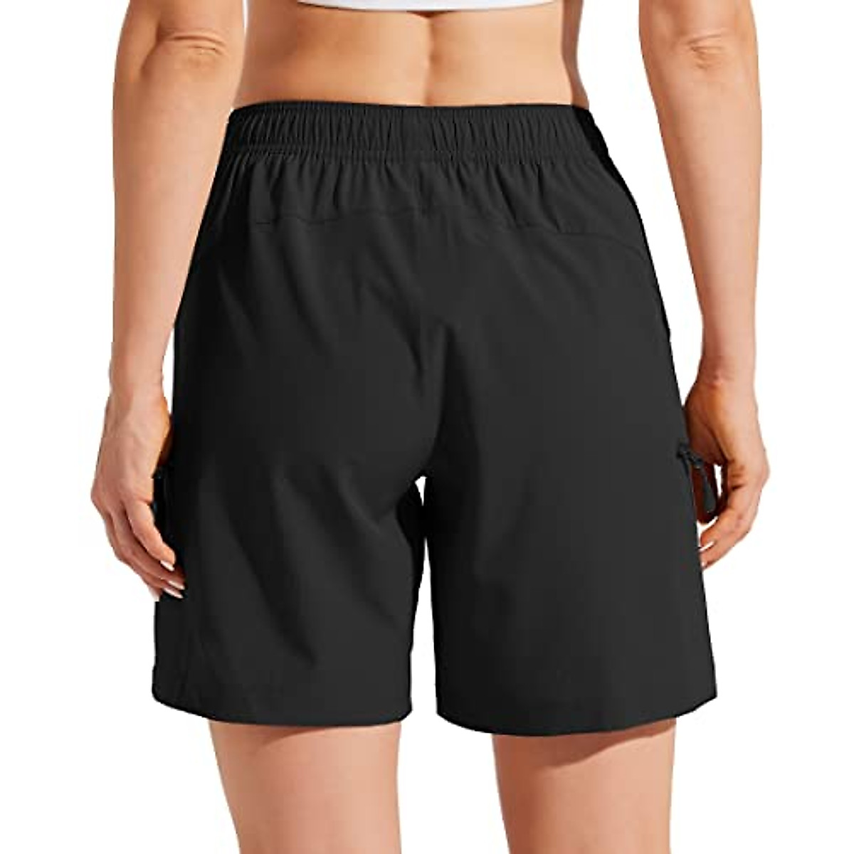 Willit Women's Shorts Hiking Cargo Shorts Quick Dry Golf Active Athletic Shorts 7" Lightweight Summer Shorts with Pockets Black L