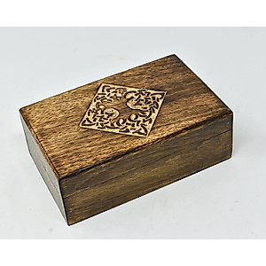 Ajuny Hand Carved Decorative Wooden Jewelry Box Celtic Centre Design Rustic Finish Keepsake Storage Travel Organizer Treasure Chest Trinket Holder Great for Gifts