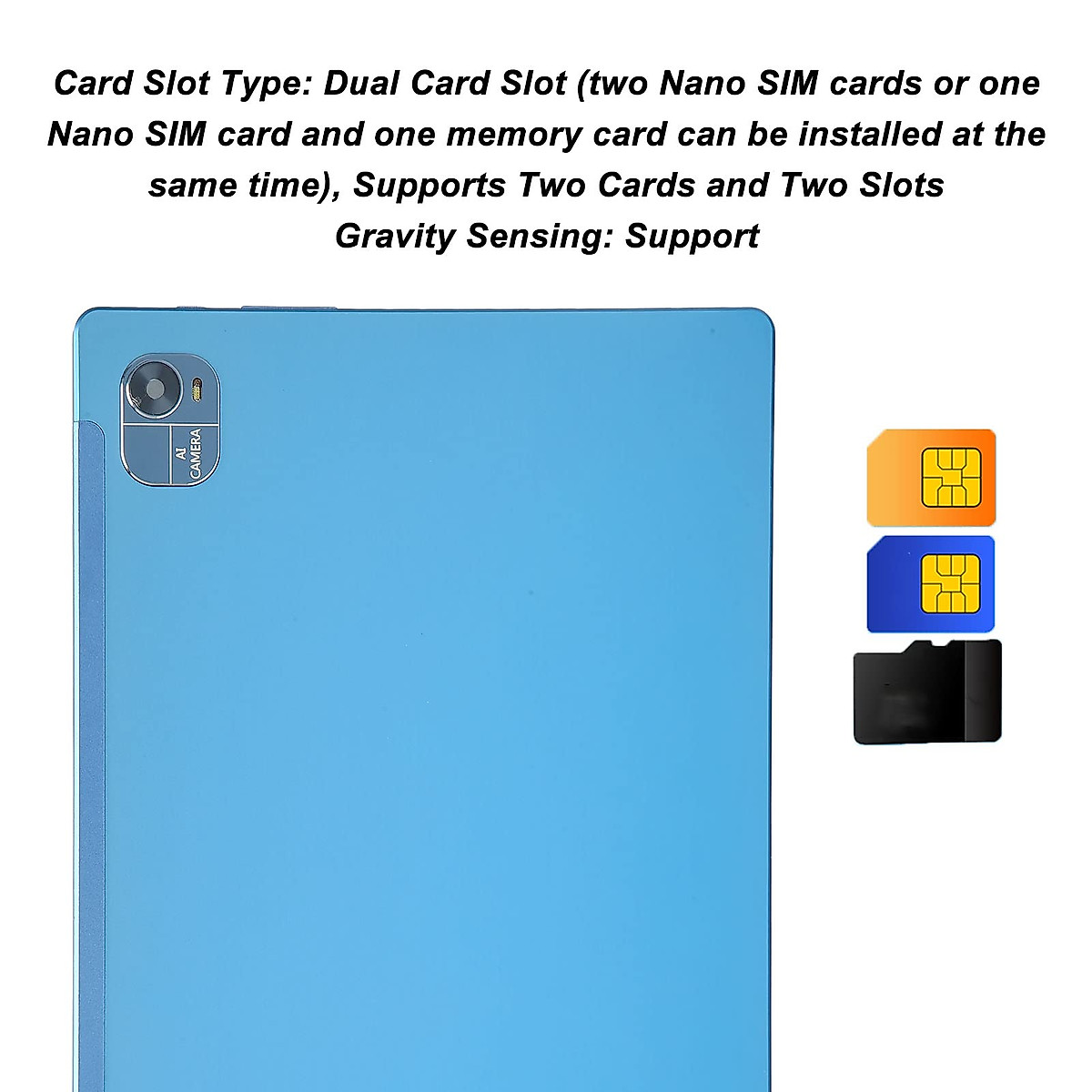 HEEPDD 10.1 Inch Tablet, Dual Camera 2 in 1 Tablet PC 5G WiFi Support 4G LTE US Plug 100-240V with Keyboard for Entertainment (Blue)