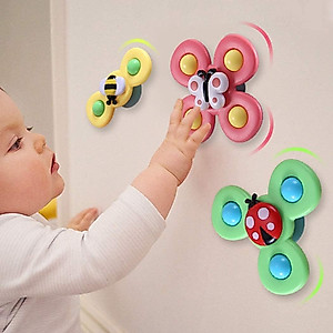 B bangcool 3PCS Spinner Toys Butterfly Cartoon Spinning Suction Toys Suction Cup Spinning Top Toy Spinner Toys Baby Bath Toy