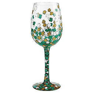 Enesco Designs by Lolita Shamrock Hand-Painted Artisan Wine Glass, 1 Count (Pack of 1), Multicolor