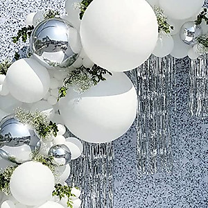 YSF White Silver Balloon Arch Garland Kit, 139 Pieces Latex Balloons for Baby Shower Wedding Birthday Graduation Anniversary Bachelorette Party Background Decorations