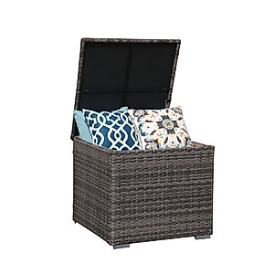 JOIVI Outdoor Storage Box, Waterproof Deck Box for Patio Furniture, Wicker Storage Bin for Cushions, Pillows, Organization, Indoor/Outdoor/Garden/Backyard/Home/Pool, Tools, Toys, 88 Gallon, Gray