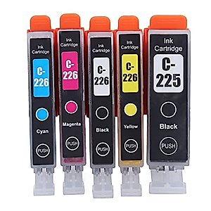 225-226 Ink Cartridge, Output Large Capacity Colorful Cartridge Combo Pack, for PIXMA IX6520 IP4820 IP4920 (BK BK C M Y 5 Colors)