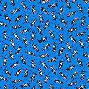 Robert Kaufman Fabrics A Little Dr. Seuss The Cat in The Hat Blue