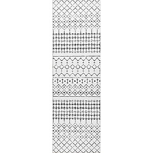 nuLOOM Moroccan Blythe Machine Washable Runner Rug, 2' 6" x 12', Grey