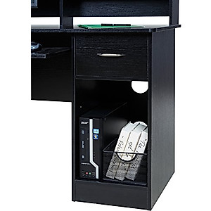 OneSpace Essential Computer Desk, Hutch with Pull-Out Keyboard, Black
