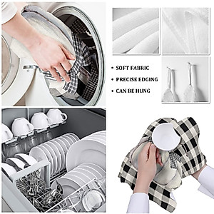 Thanksgiving Grey Pumpkin Kitchen Towels - 4 Pack Microfiber Absorbent Dish Towels for Kitchen, Fall Watercolor Black and White Plaid Farmhouse Kitchen Hand Towels/Tea Towels/Bar Towels 18"x28"