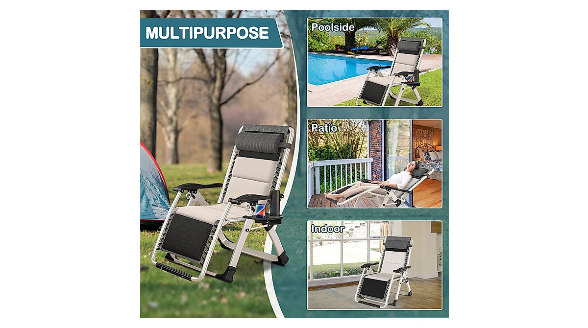 NAIZEA Zero Gravity Lounge Chair - Adjustable & Durable