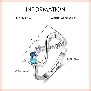 Lam Hub Fong Personalized Mothers Day Gifts Birthstone Rings for Women Mother Daughter Promise Rings for Her Custom Engagement Name Rings for Her Girlfriend Wife (3 Birthstones-2, 7)