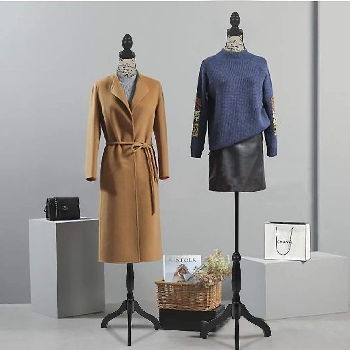 Female Dress Form Mannequin Body Foam Mannequin Torso 60-67 Inch Adjustable Dress Mannequin with Wooden Tripod Base Stand for Sewing Dressmaker Model Display Fitting Styling (Mixed)