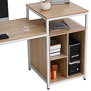 HOMCOM 68 Inch Office Table Computer Desk Workstation Bookshelf with CPU Stand, Spacious Storage Shelves & Chic Modern Woodgrain Design, Oak Wood Grain