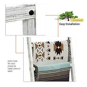 FUIN 6.4ft Extra Wide Wooden Blanket Ladder Living Room Decorative Wal Leaning Farmhouse Quilt Display Holder Rustic Wood Towel Rack for Bathroom, White, 24 inch Wide