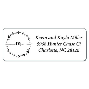 Personalized Return Address Labels Monogram - High Gloss Custom Mailing Labels on Sheets - Self-Adhesive Return Stickers for Envelopes with Crisp Printing Design (Large Labels White)