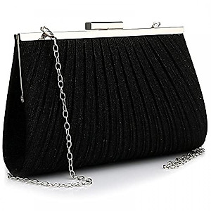 Clutch Purse Women Glittering Handbag Top Handle Evening Bag Crossbody Bag Shoulder Bag for Wedding Party Prom (Black)