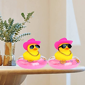 MuMyer Duck Car Dashboard Decorations Rubber Duck Car Ornaments for Car Dashboard Decoration Accessories with Mini Swim Ring Sun Hat Necklace and Sunglasses