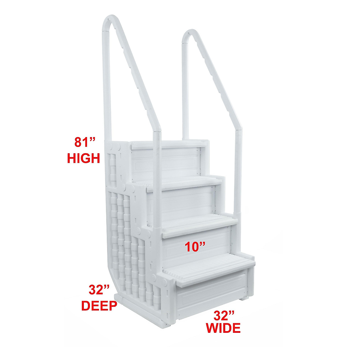 Aqua Select Everest in Pool Step and Outside Flip Up Ladder System | White | for Above Ground Swimming Pools | Wide Steps for Added Stability | Safety Stairs Capacity Up to 350 lbs